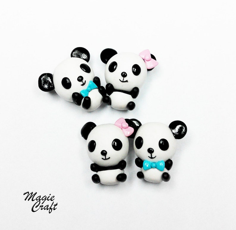 Panda Bear Earrings Handmade in Polymer Clay - Etsy