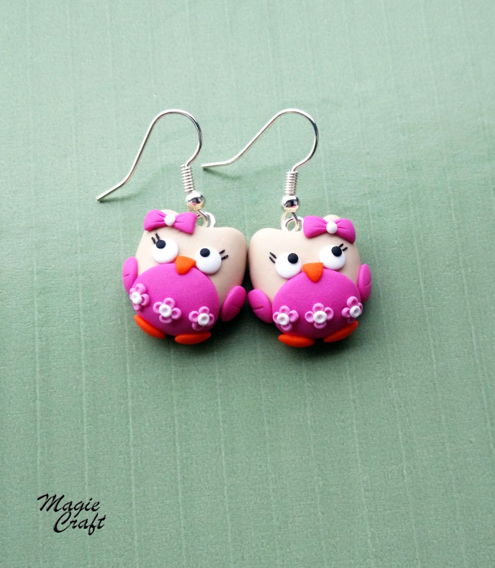 Owl Earrings Handmade in Polymer Clay - Etsy