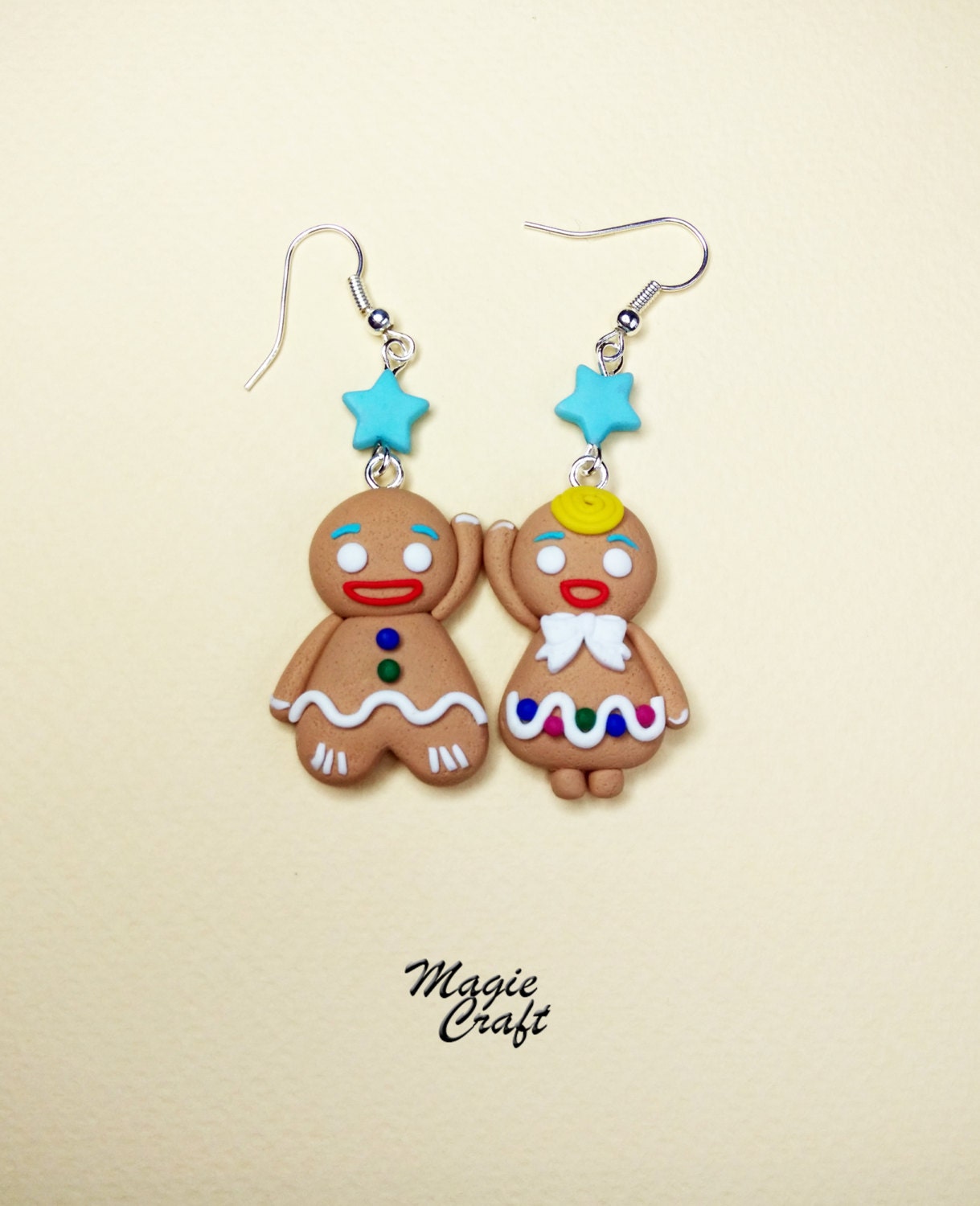 Gingerbread Man Earrings Handmade in Polymer Clay | Etsy