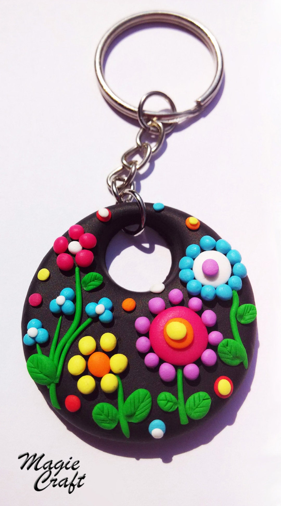 Flowers Keychain Handmade in Polymer Clay - Etsy