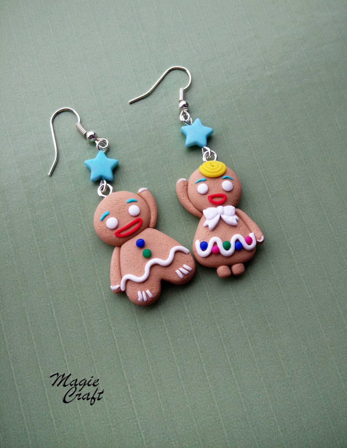 Gingerbread Man Earrings Handmade in Polymer Clay | Etsy