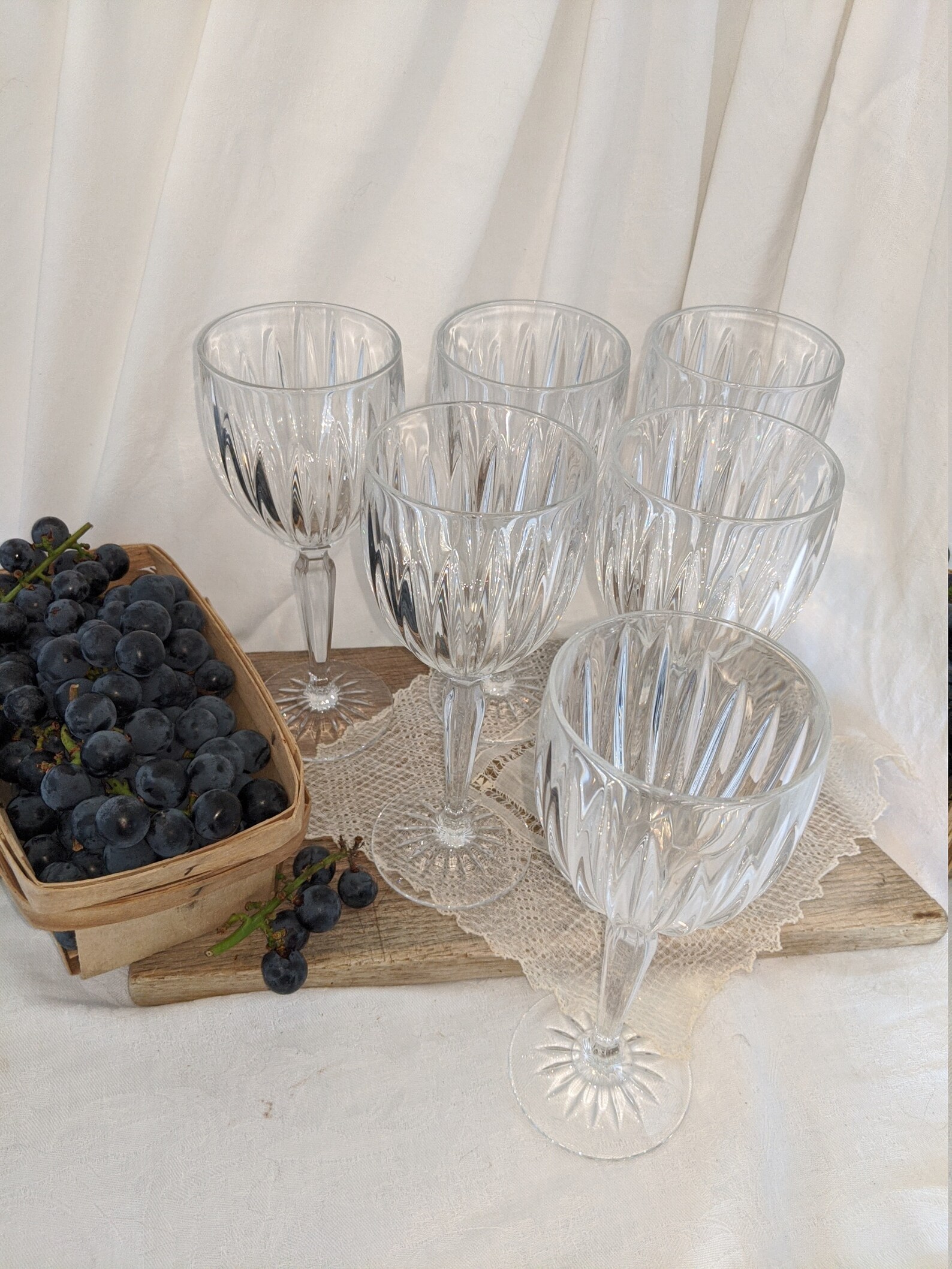 6 Tall Goblets With Sunflower Like Pattern Under the Base & | Etsy