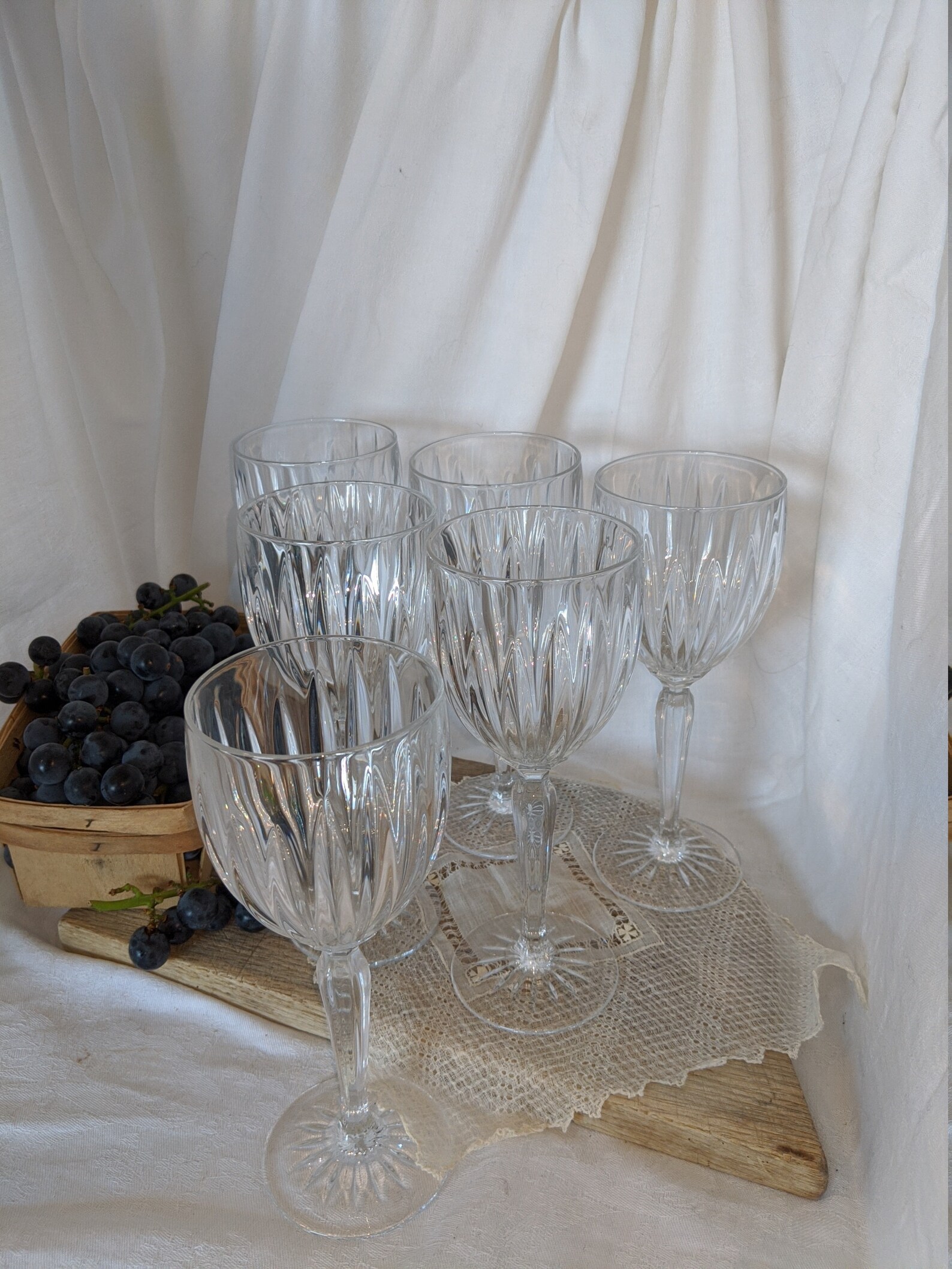 6 Tall Goblets With Sunflower Like Pattern Under the Base & - Etsy