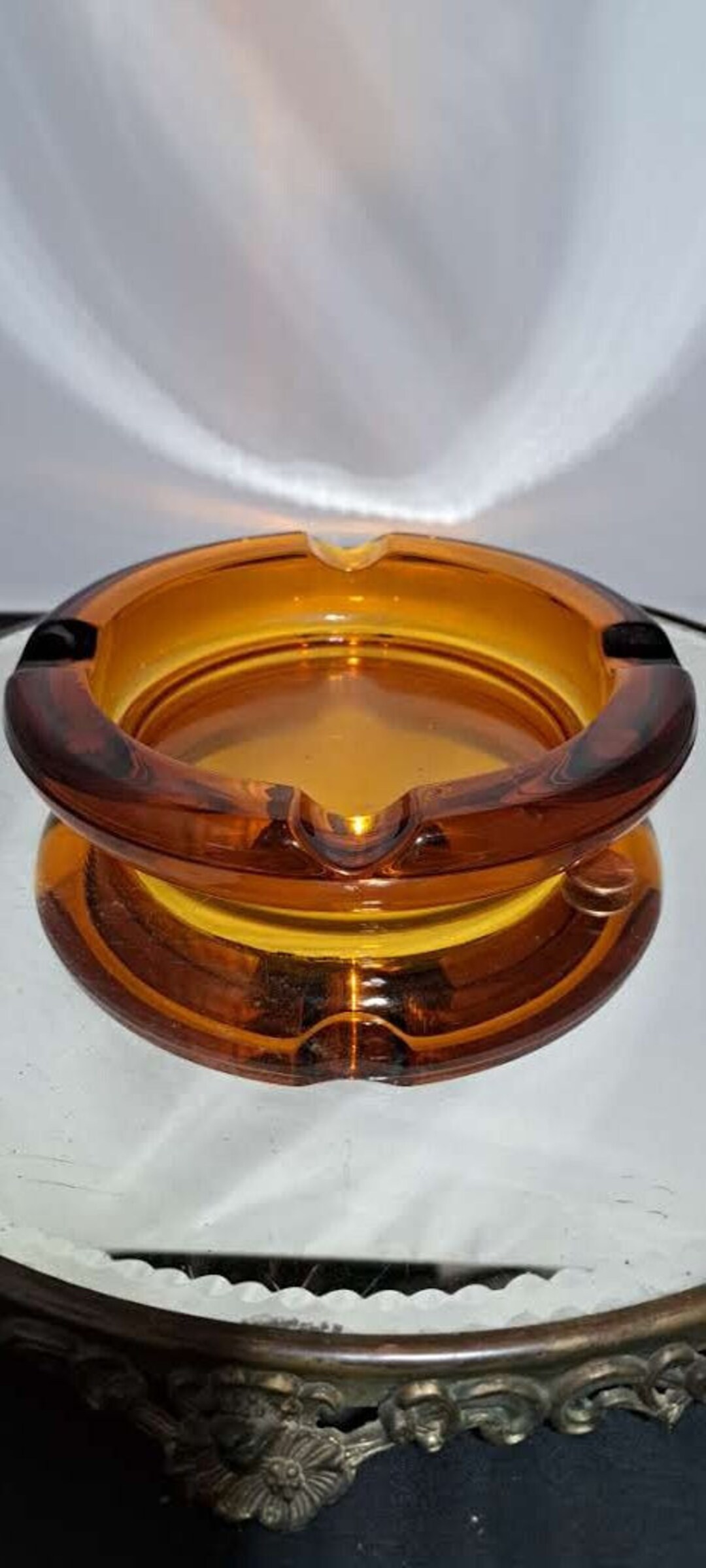 Super Sized (8" Across) Deep Amber Cigar or Cigarette Ashtray--this Was ...