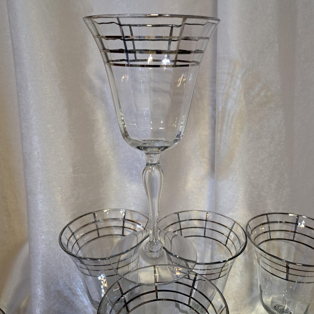Seven Rare Art Deco, 1935, Blown Glass Goblets by Morgantown (USA ...