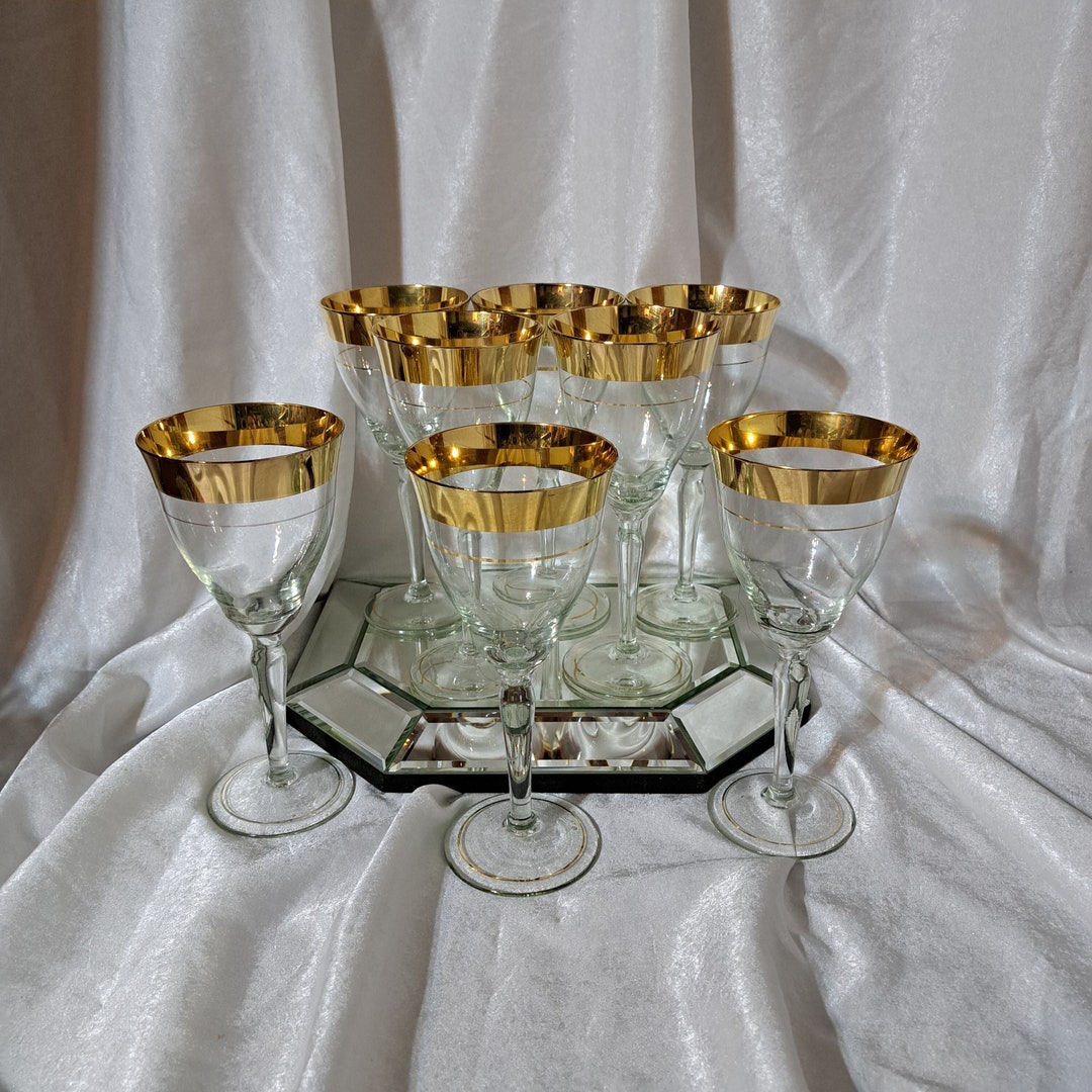 Two Sets of Four Goblets (each Set Sold Separately) Very Elegant Hand ...