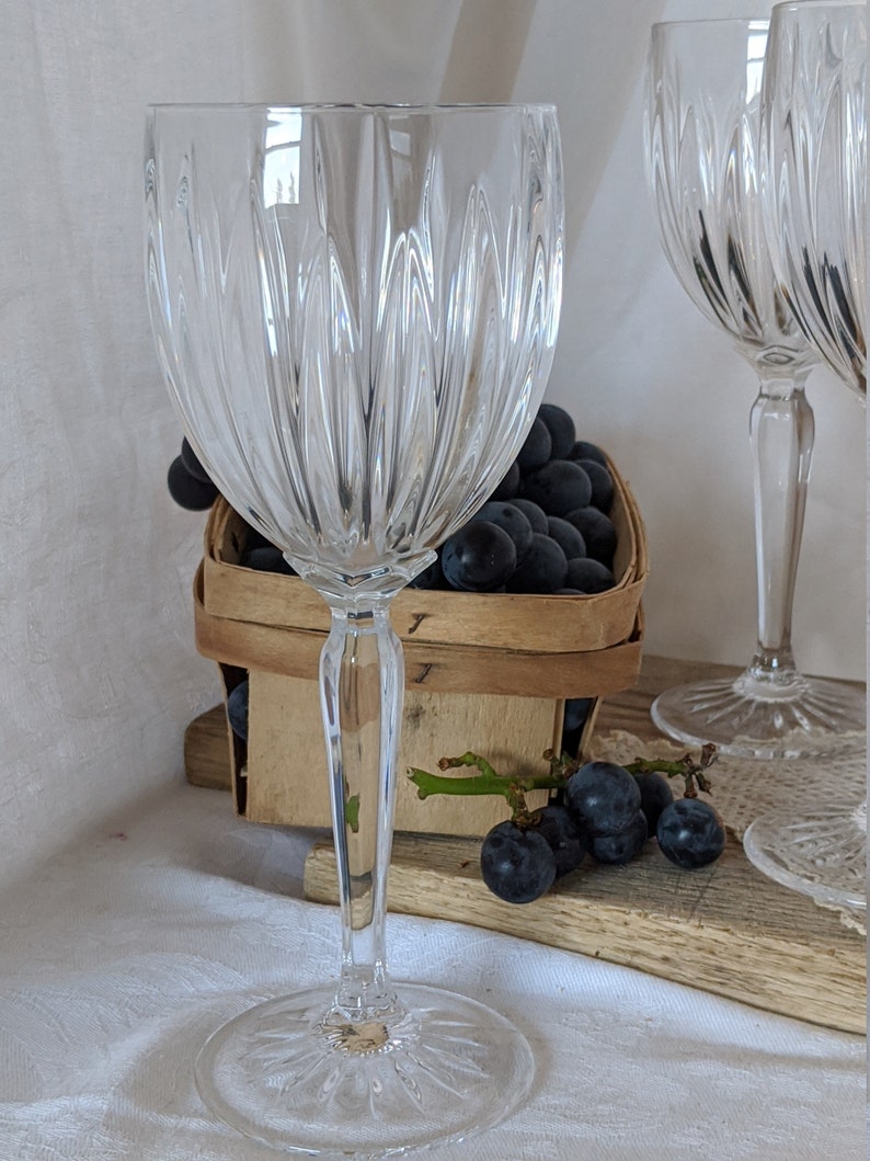 6 Tall Goblets With Sunflower Like Pattern Under the Base & | Etsy