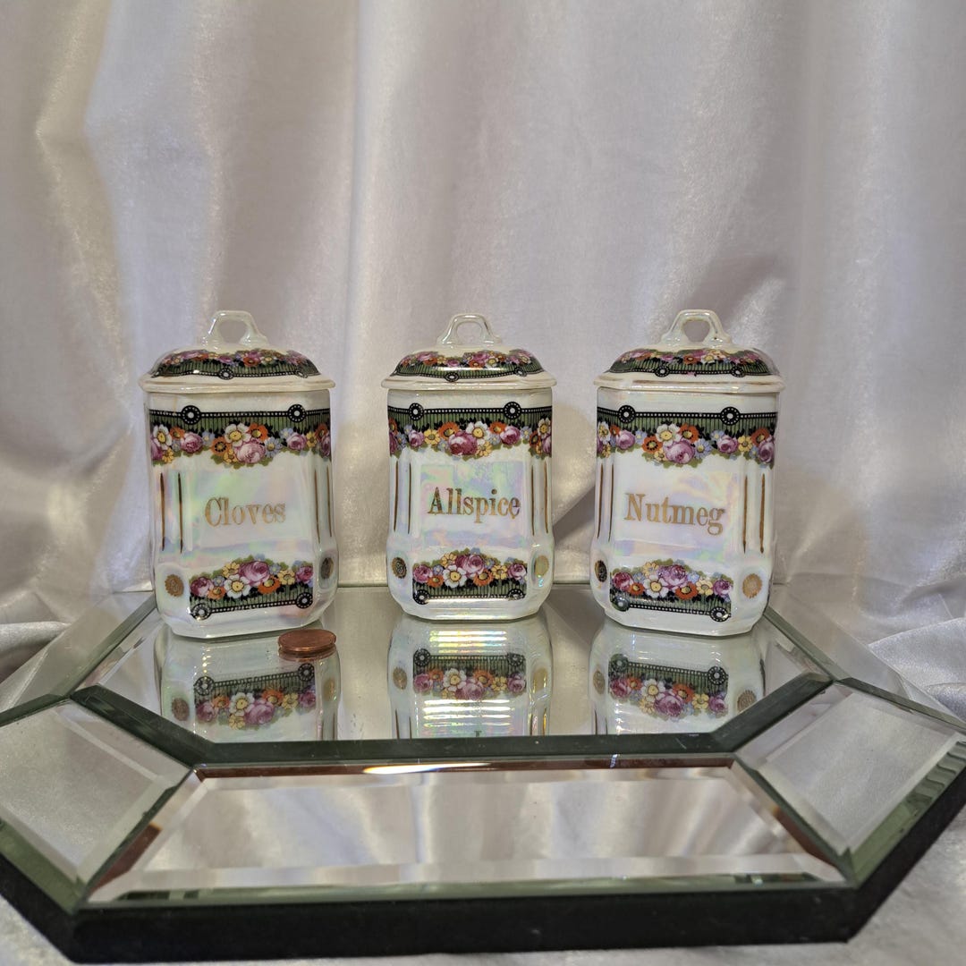 Tenderly Joyful and Sweetly Useful 1940s Lusterware Spice Jars From ...