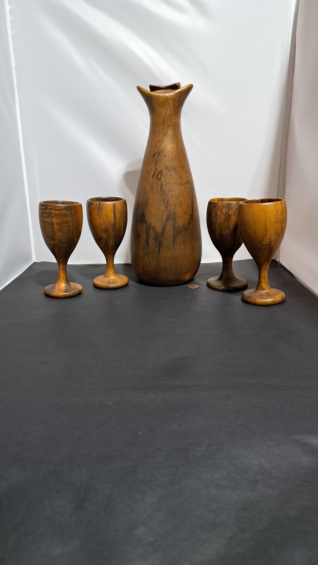 Mid Century Modern Olive Wood Decanter w/red Glass Lining - Etsy