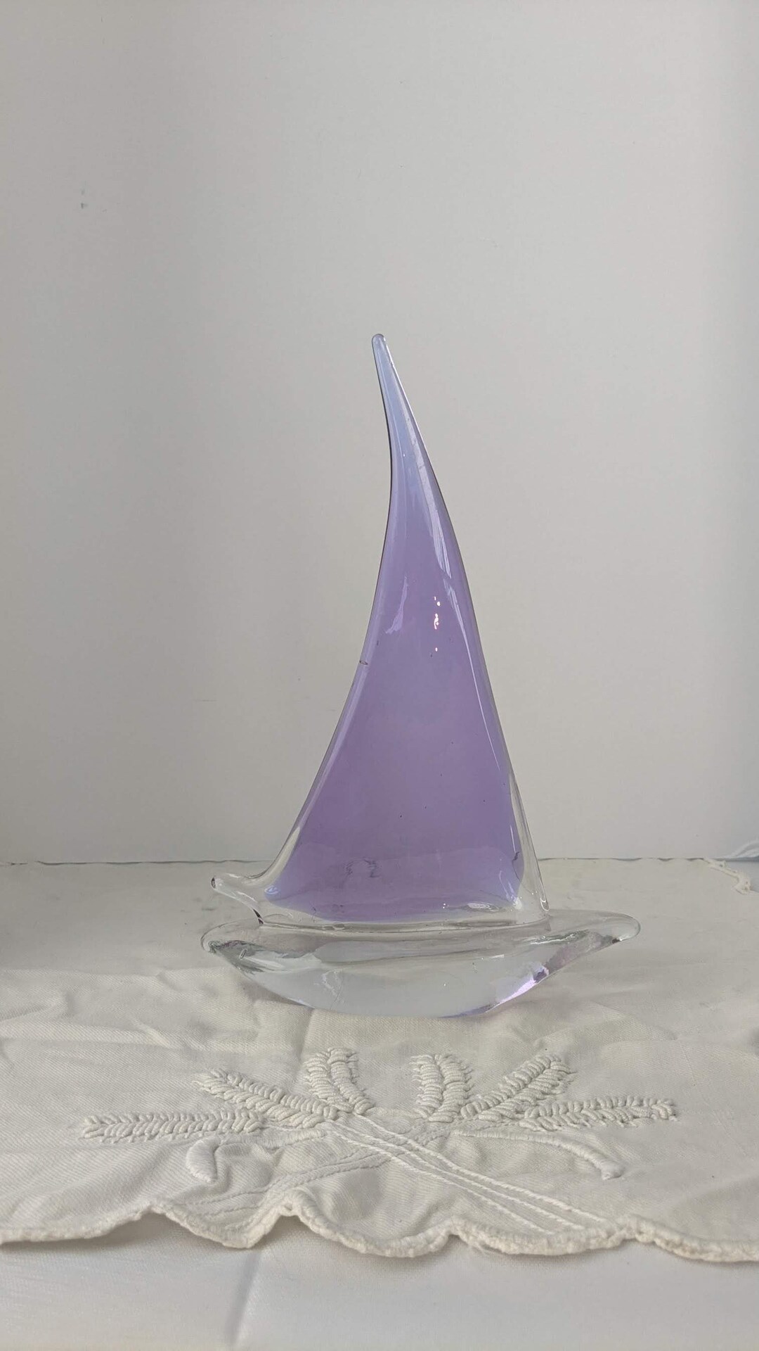 Delicate & Dreamy Large Sail Boat Sculpture, Clear Crystal With a ...