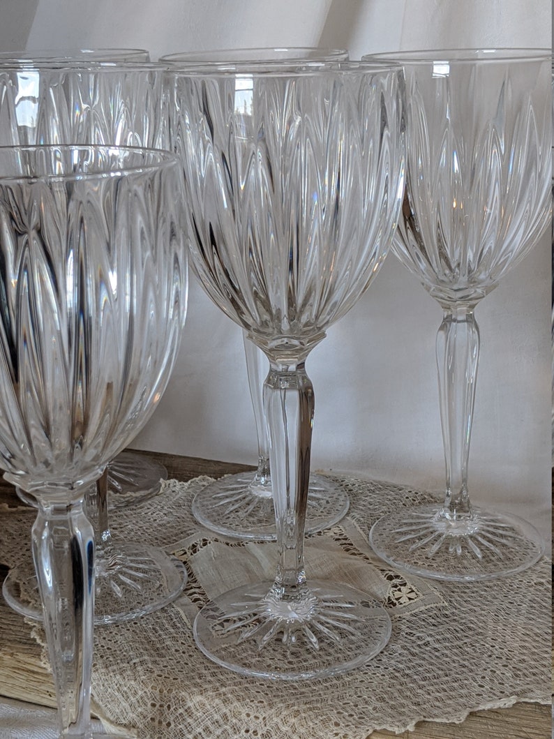 6 Tall Goblets With Sunflower Like Pattern Under the Base & - Etsy