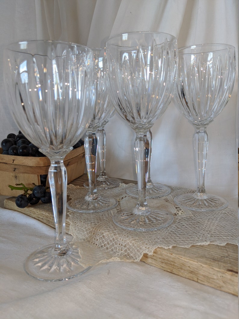 6 Tall Goblets With Sunflower Like Pattern Under the Base & | Etsy