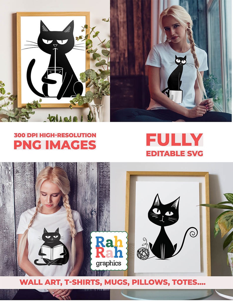 Atomic Cat SVG, Retro Cat Png, Atomic Cat PNG, Cat PNG Bundle, Mid ...