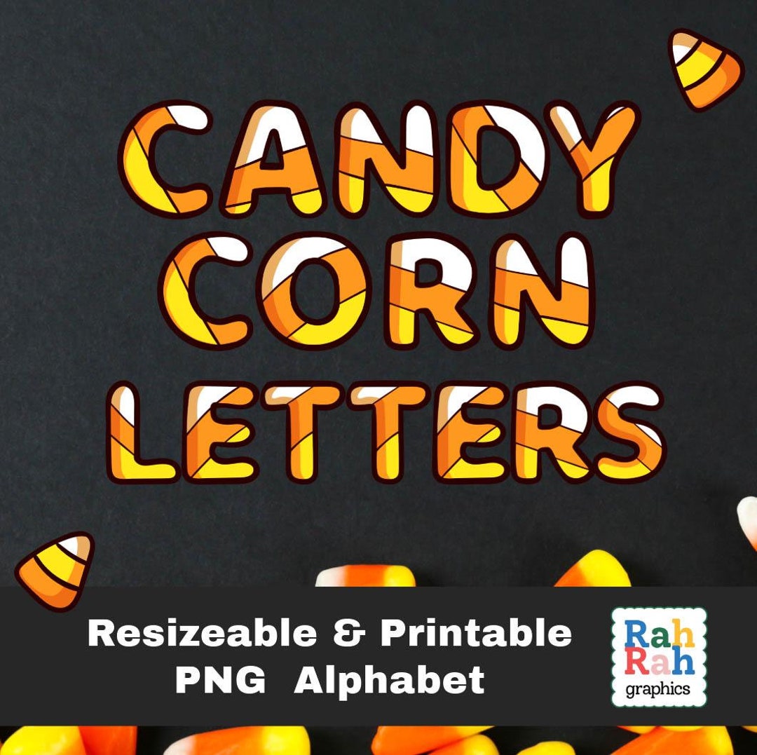 Candy Corn Halloween Letters PNG, Alphabet, Doodle Letters PNG ...