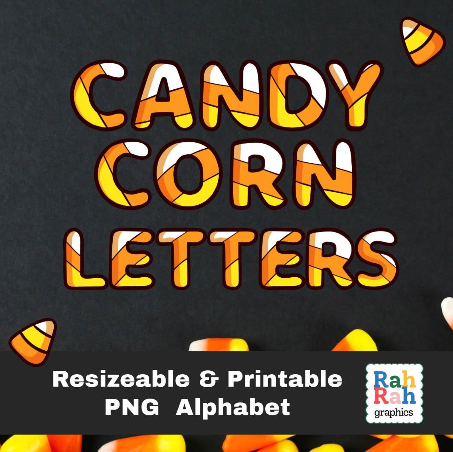Candy Corn Halloween Letters PNG, Alphabet, Doodle Letters PNG ...
