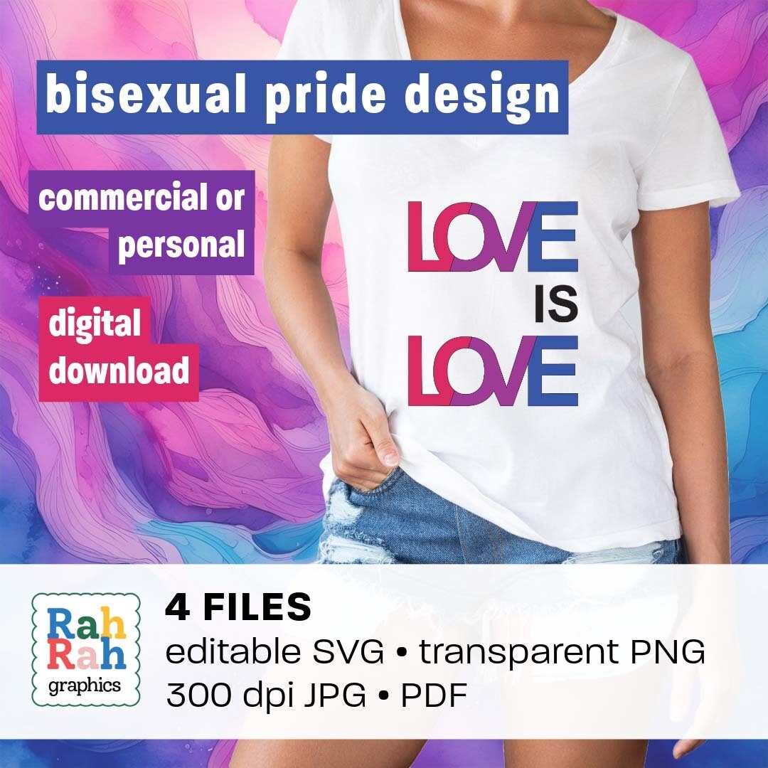 Love is Love: Bisexual Pride Svg & Png for Shirt, Instant Download for ...