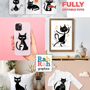 Atomic Cat SVG, Retro Cat Png, Atomic Cat PNG, Cat PNG Bundle, Mid ...