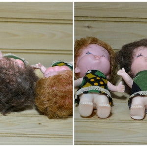 Vintage Plastic Big Head Dolls Vinyl Head Rooted Hair Set of 3 - Etsy