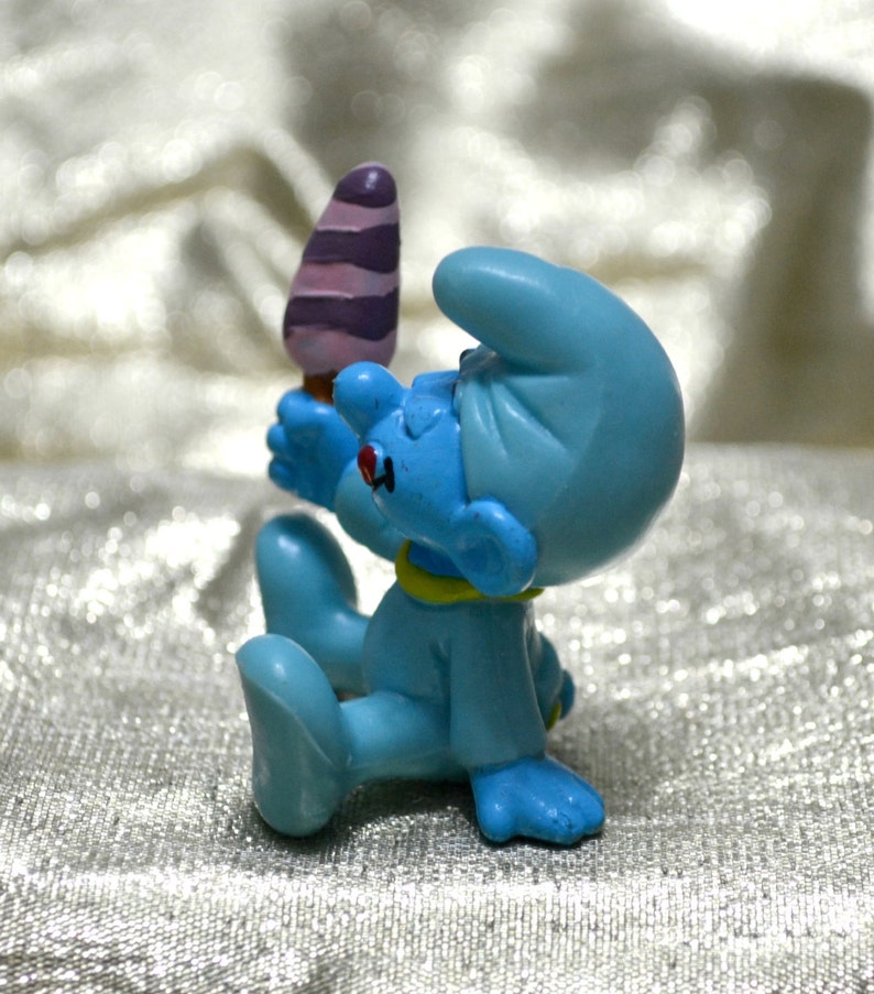 Vintage Blue Baby Smurf With Ice Cream 1985 2.0206 - Etsy