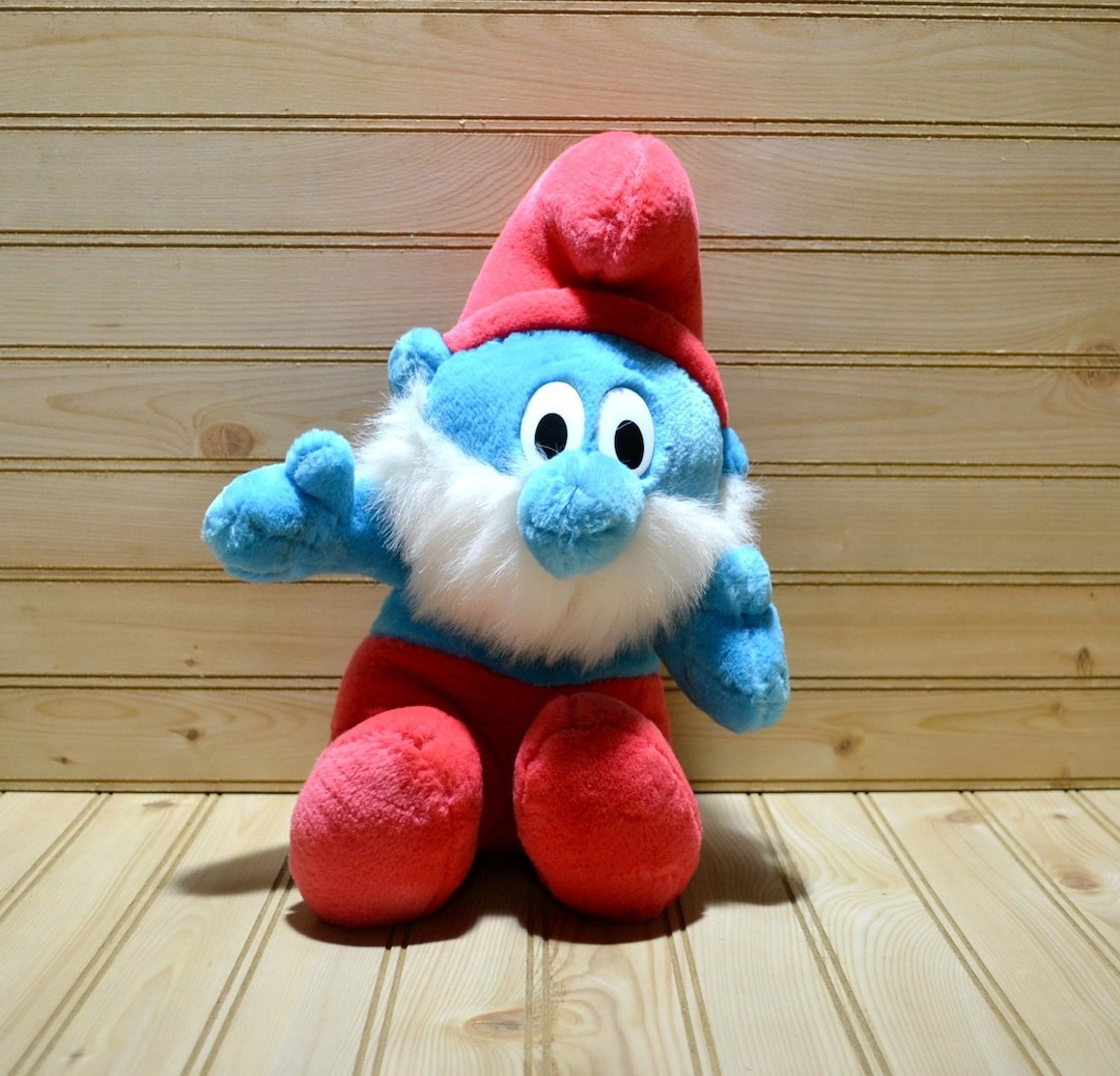 Vintage 12 Inch Plush Talking Papa Smurf Stuffed Animal Collectible ...