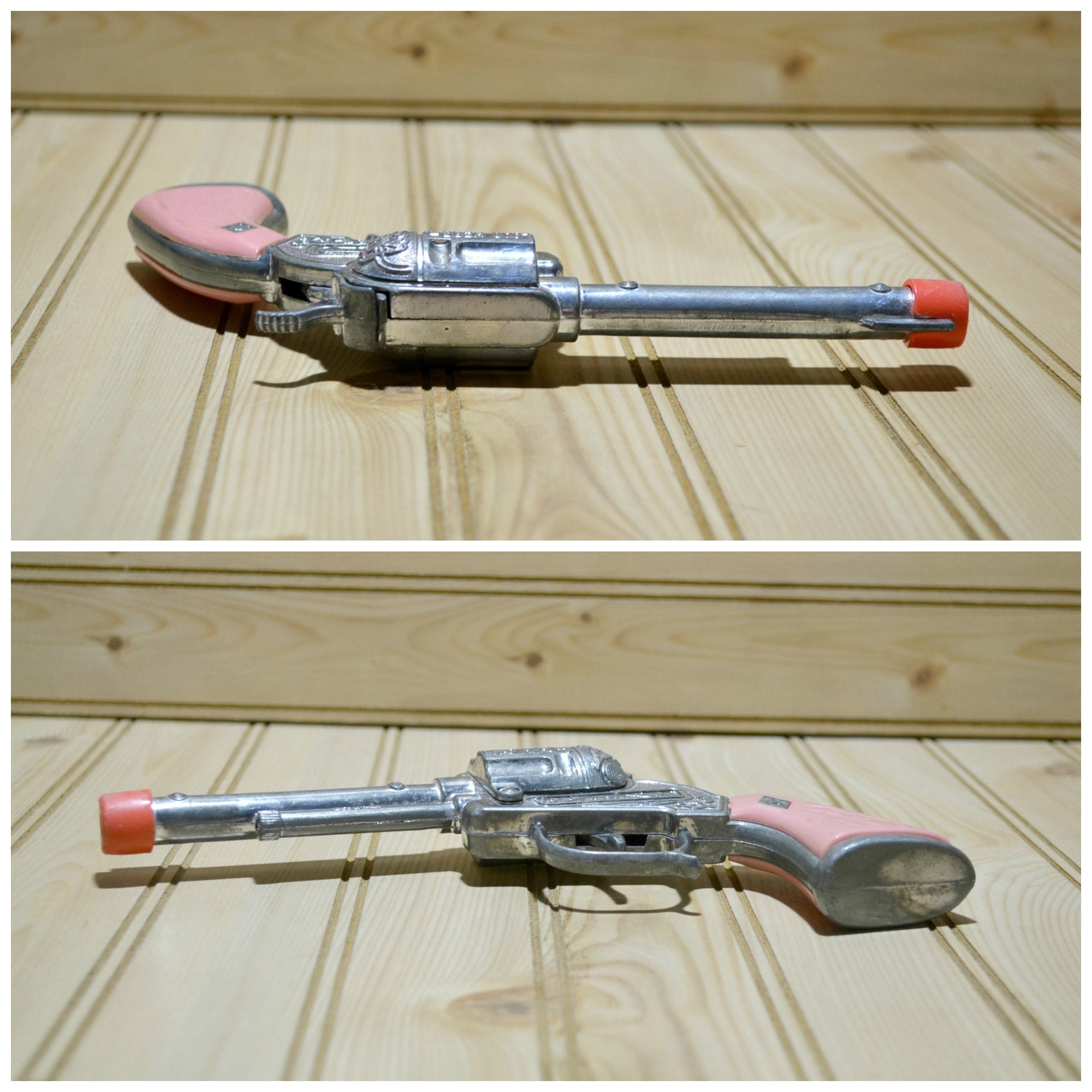Vintage Pink Hubley Toy Cap Gun With Holster Metal Plastic Handle ...