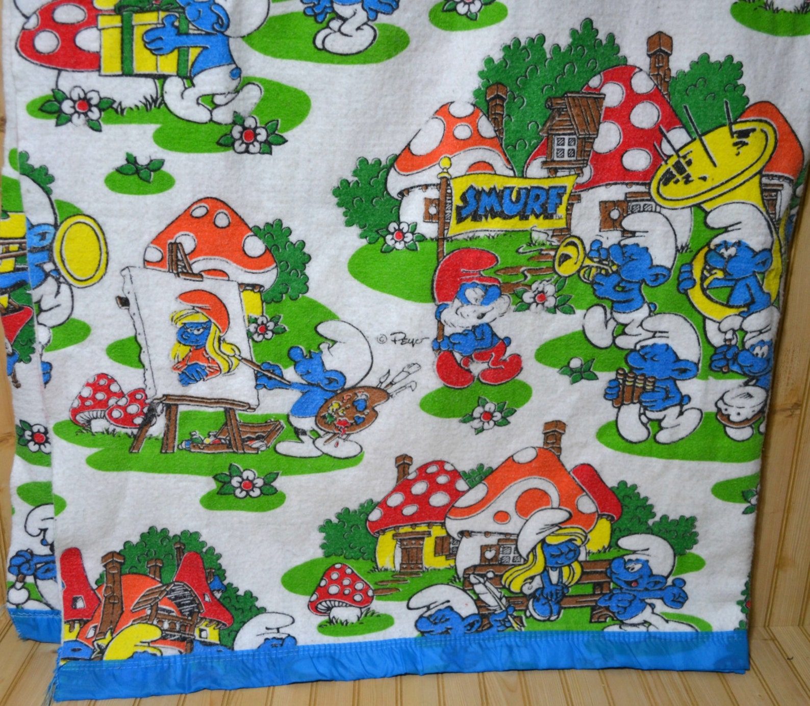 Vintage Smurf Blanket Polyester/acrylic Twin Bedding 1980s Rare - Etsy