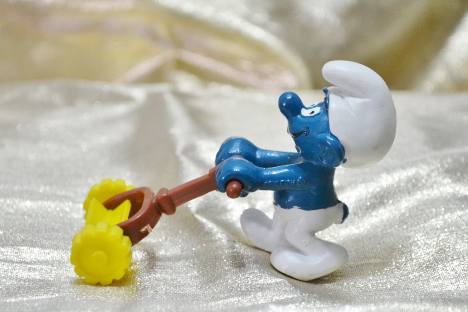Vintage Smurf With Lawn Mower/grass Cutter - Super Smurf - Rare - Etsy