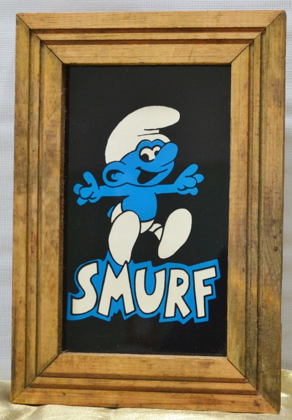 Vintage 1980s Smurf Picture Mirror Art - Etsy