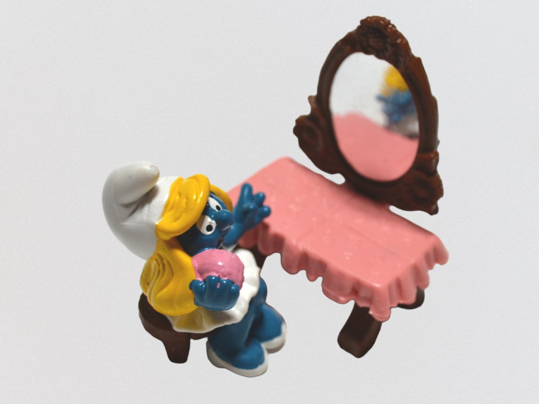 Vintage Super Smurf Dresser Smurfette Vanity Makeup Table 1985 No Box ...