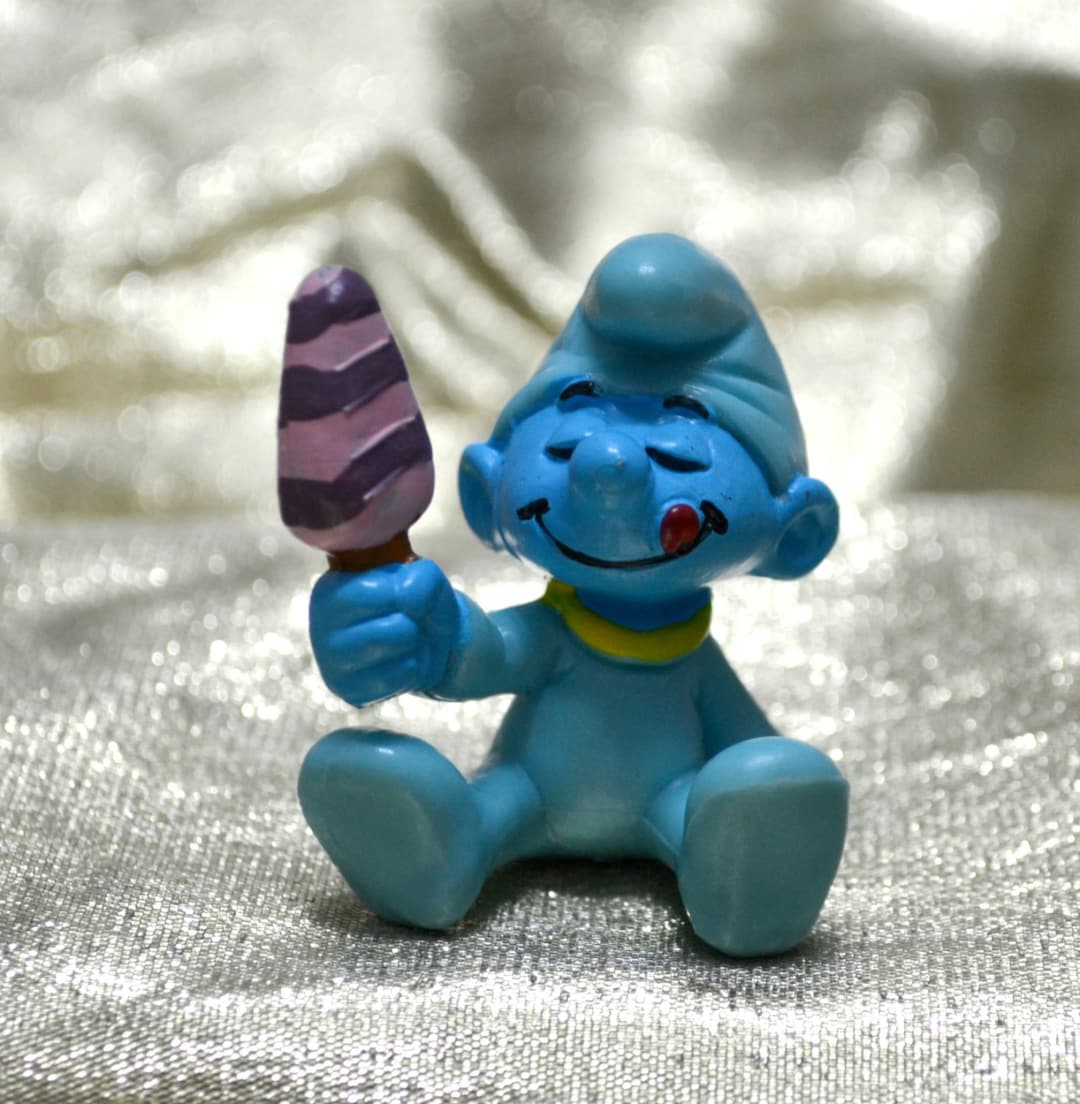 Vintage Blue Baby Smurf With Ice Cream 1985 2.0206 - Etsy