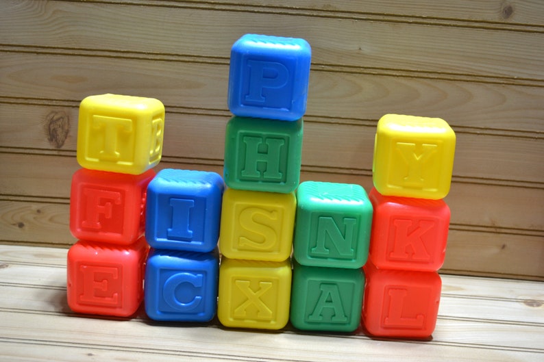 Vintage Plastic Hollow Alphabet Blocks Animals Shapes Set of 14 - Etsy