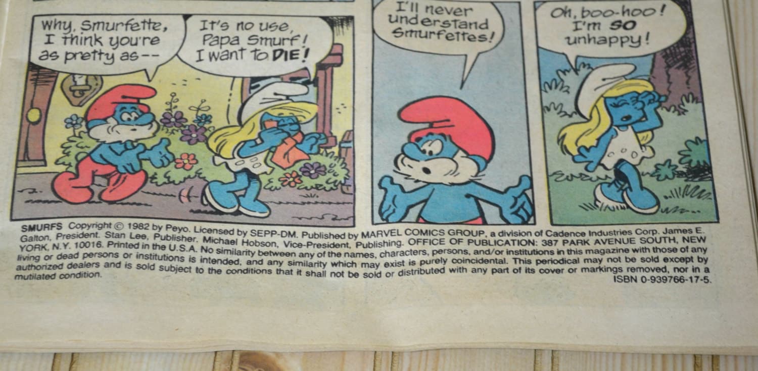 Vintage Giant Smurf Comic Book 1982 Peyo Marvel Books Smurfette ...