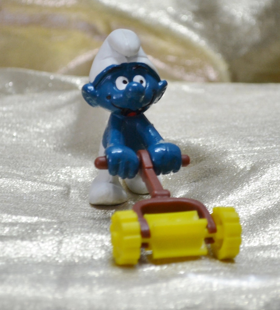 Vintage Smurf With Lawn Mower/grass Cutter - Super Smurf - Rare - Etsy