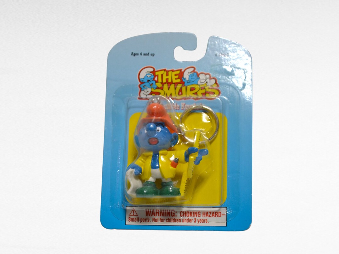 Vintage 1990s Smurf Master Builder Construction Worker Handyman Figure ...