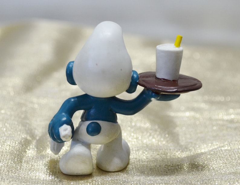 Vintage Waiter Smurf Figure Figurine Server Car Hop Busboy Collectible ...