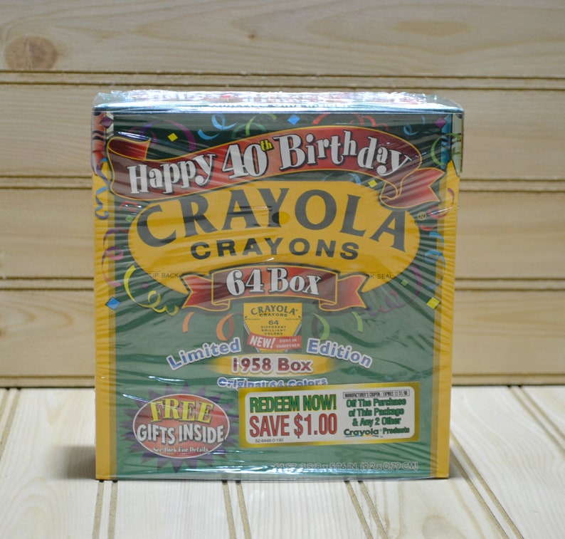 Vintage 40th Birthday Crayola Crayons 64 Box Limited Edition Retro 1958 ...