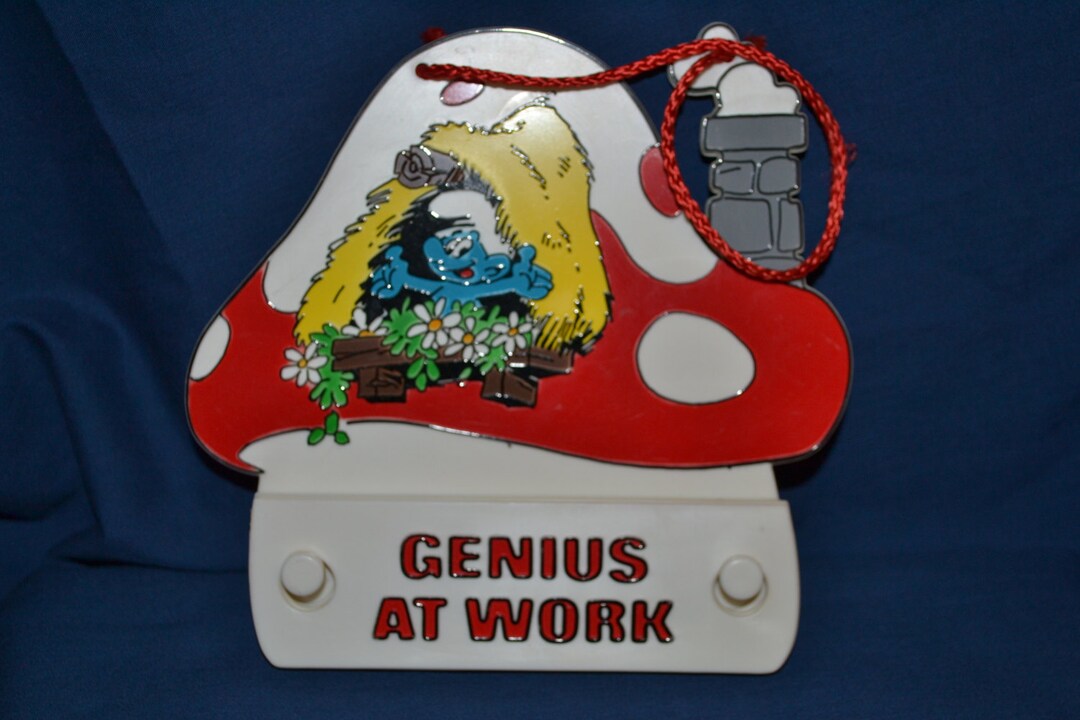 Vintage Smurf Door Sign Plastic Made in Hong Kong 3 Sayings Genius at ...
