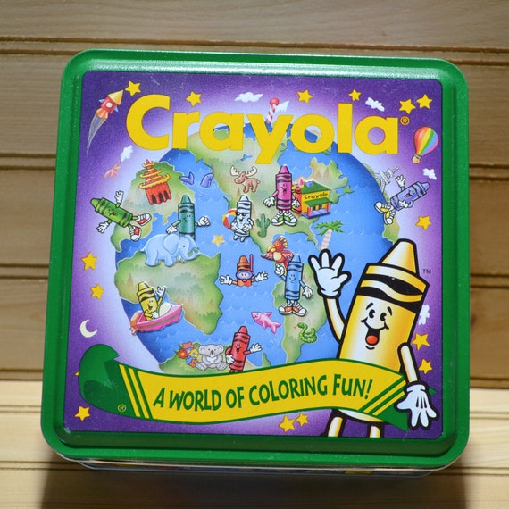 Vintage 1990's Crayola A World of Coloring Fun Tin - Etsy