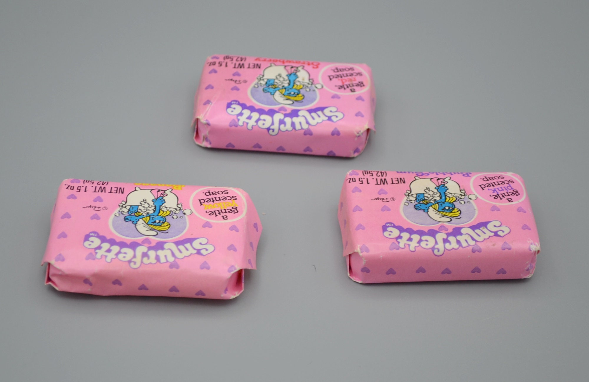 Vintage Smurfette Scented Bar Soap Strawberry Bubble Gum Banana 1.5oz ...