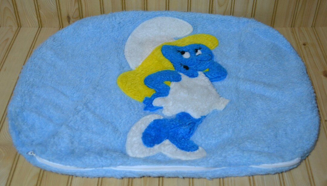 Rare Vintage Plush Smurfette Pillow Cover Sham Case Smurf Fluffy ...