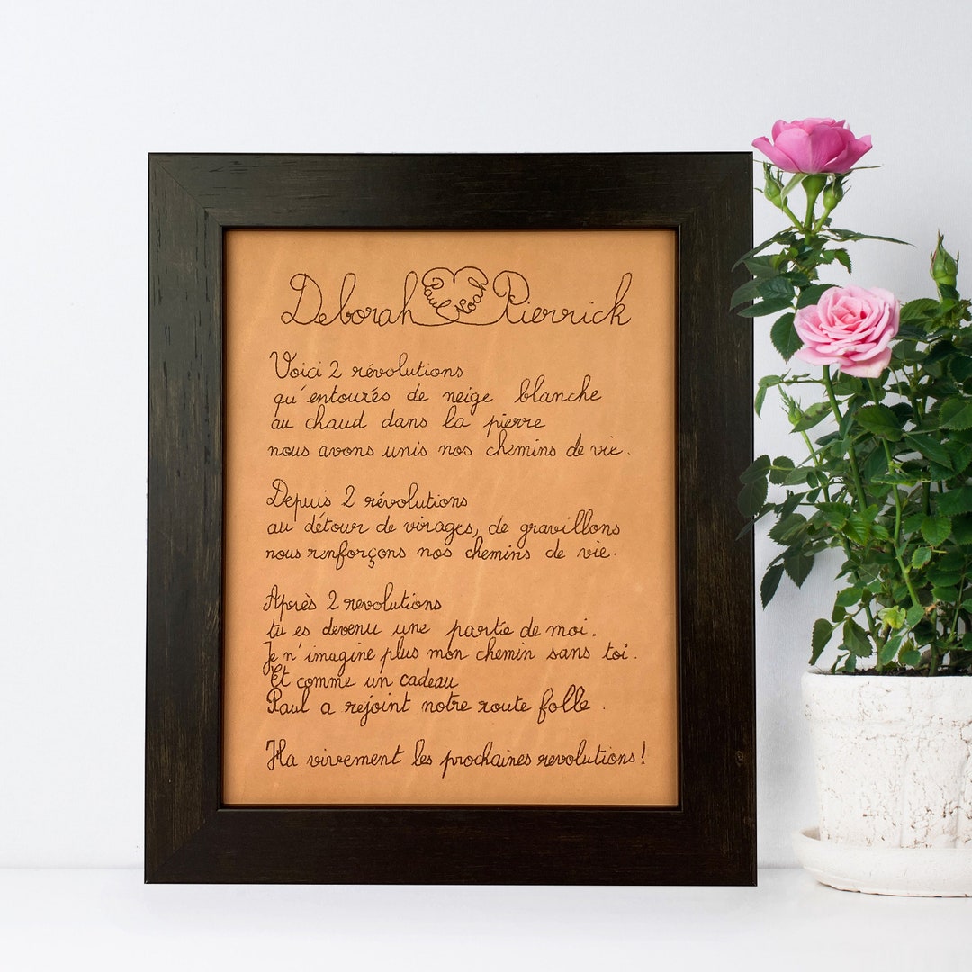 Engraved Handwritten Letter on Leather - Romantic Leather Anniversary ...