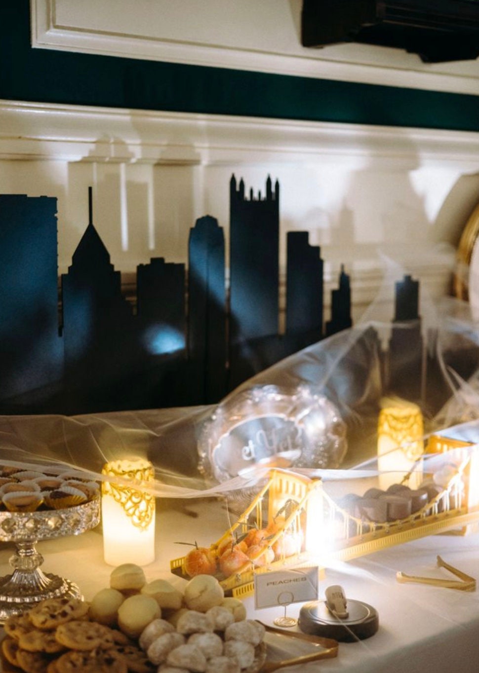 Pittsburgh Wedding Cookie Table Decor: Giant Skyline Backdrop for Any ...