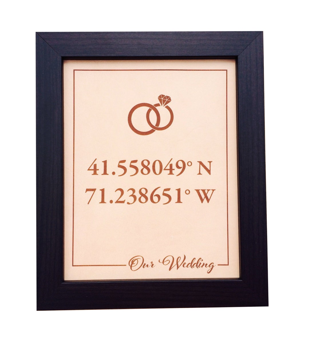 Rustic Wedding Leather Anniversary Sign, GPS Coordinates Our Wedding - Etsy