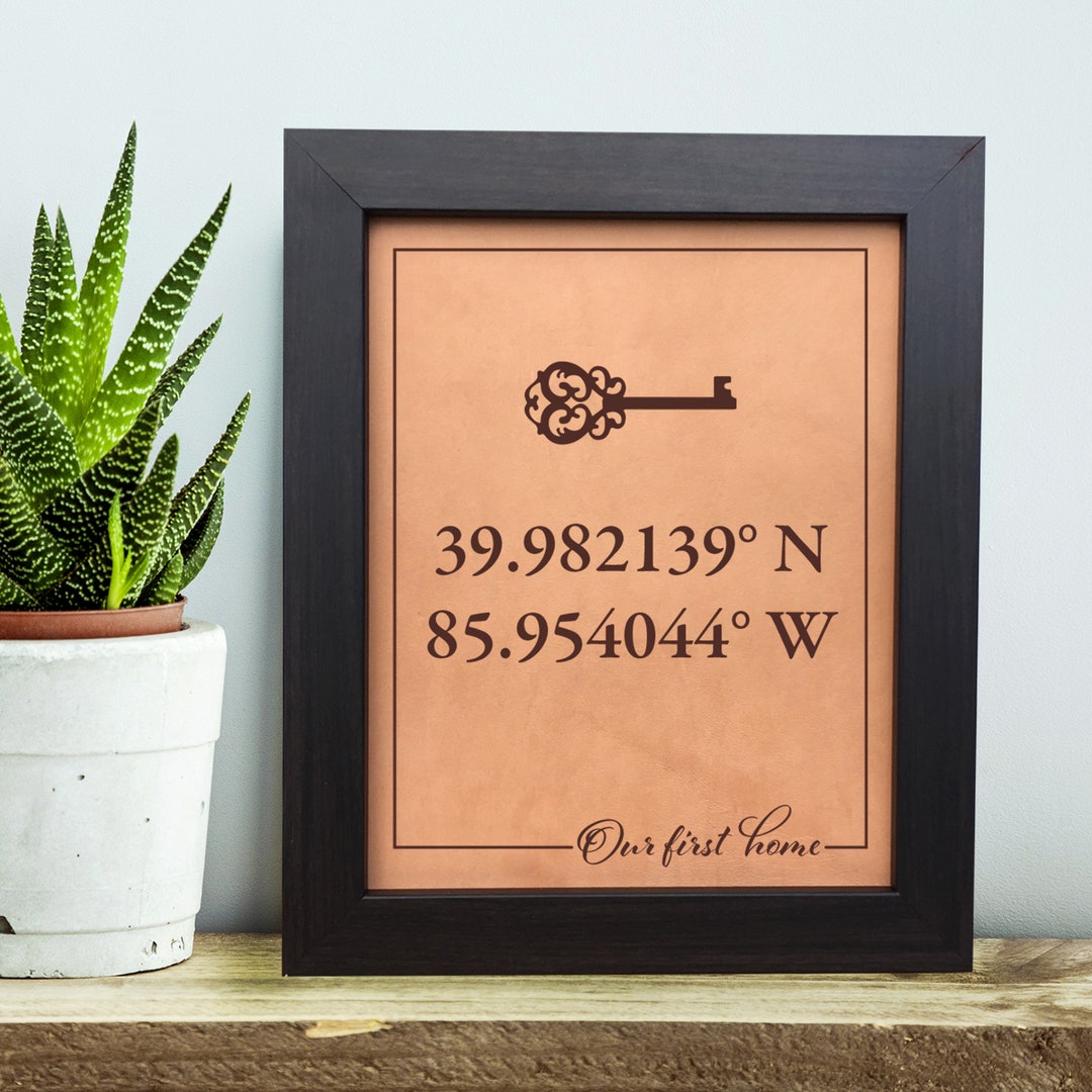 Personalized GPS Home Address Sign - First Home Gifts, Leather Home ...