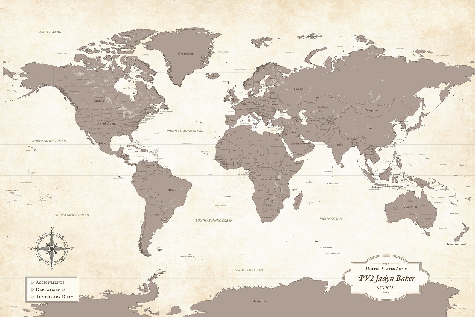 Personalized Military World Push Pin Map - Track Deployments, Active ...