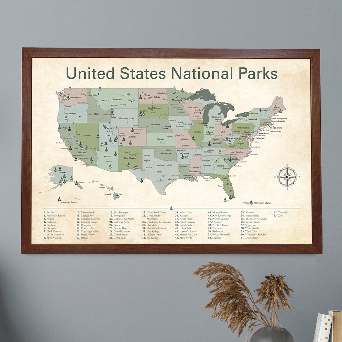 National Park Push Pin Travel Map - Paper Anniversary Idea, Unique ...