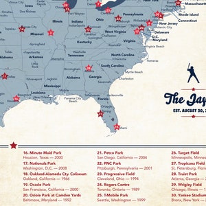 MLB Stadium Map Poster: Baseball Fan Travel Tracker With Pins - Etsy
