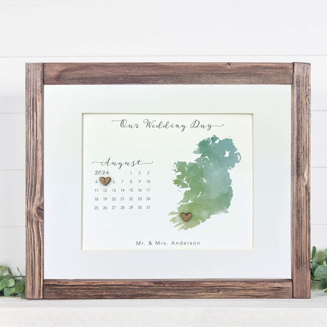 Wedding Date Calendar Map Gifts - Wood Heart Date - Couple Anniversary ...
