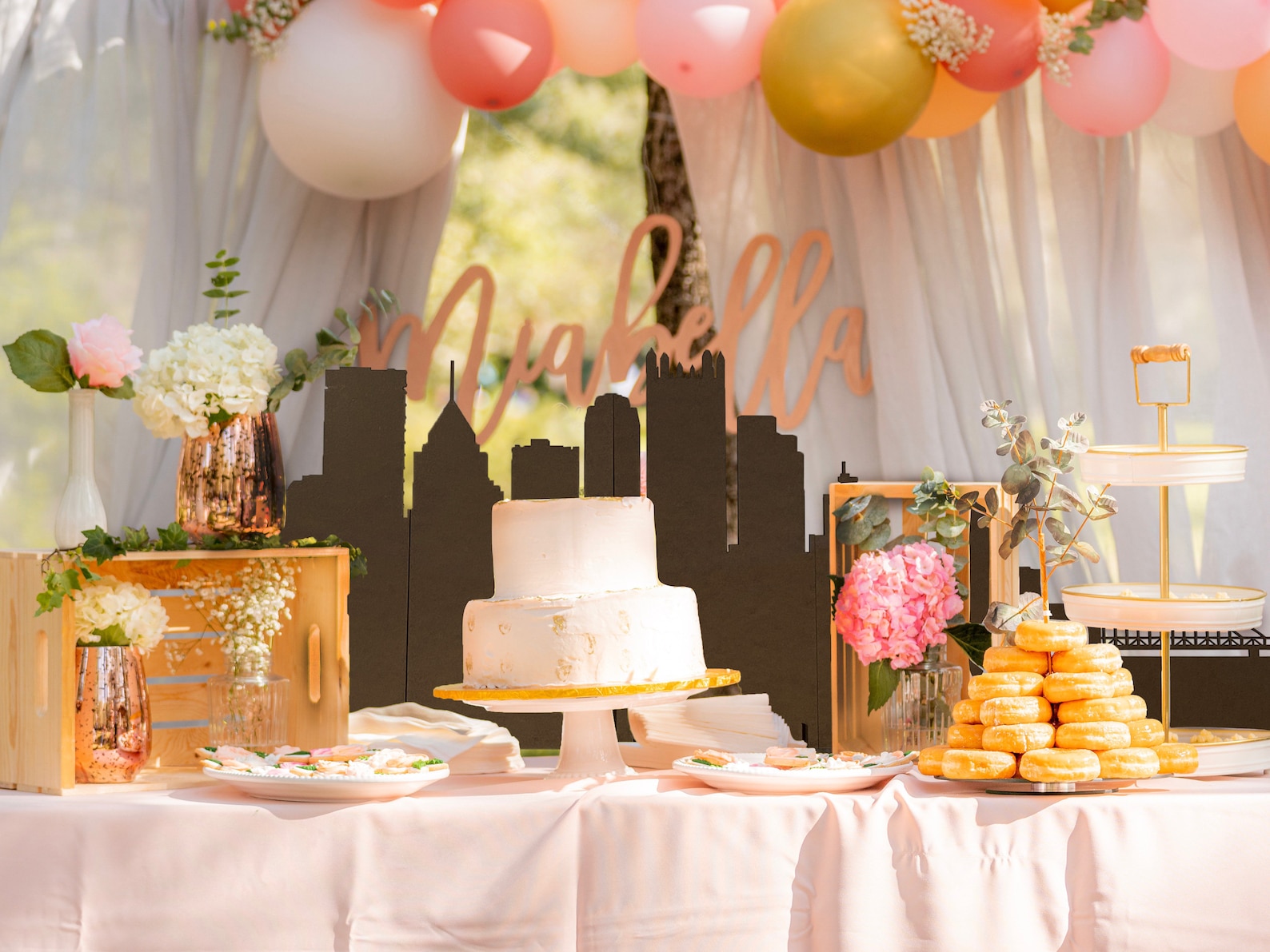Pittsburgh Wedding Cookie Table Decor: Giant Skyline Backdrop for Any ...