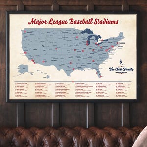 MLB Stadium Map Poster: Baseball Fan Travel Tracker With Pins - Etsy
